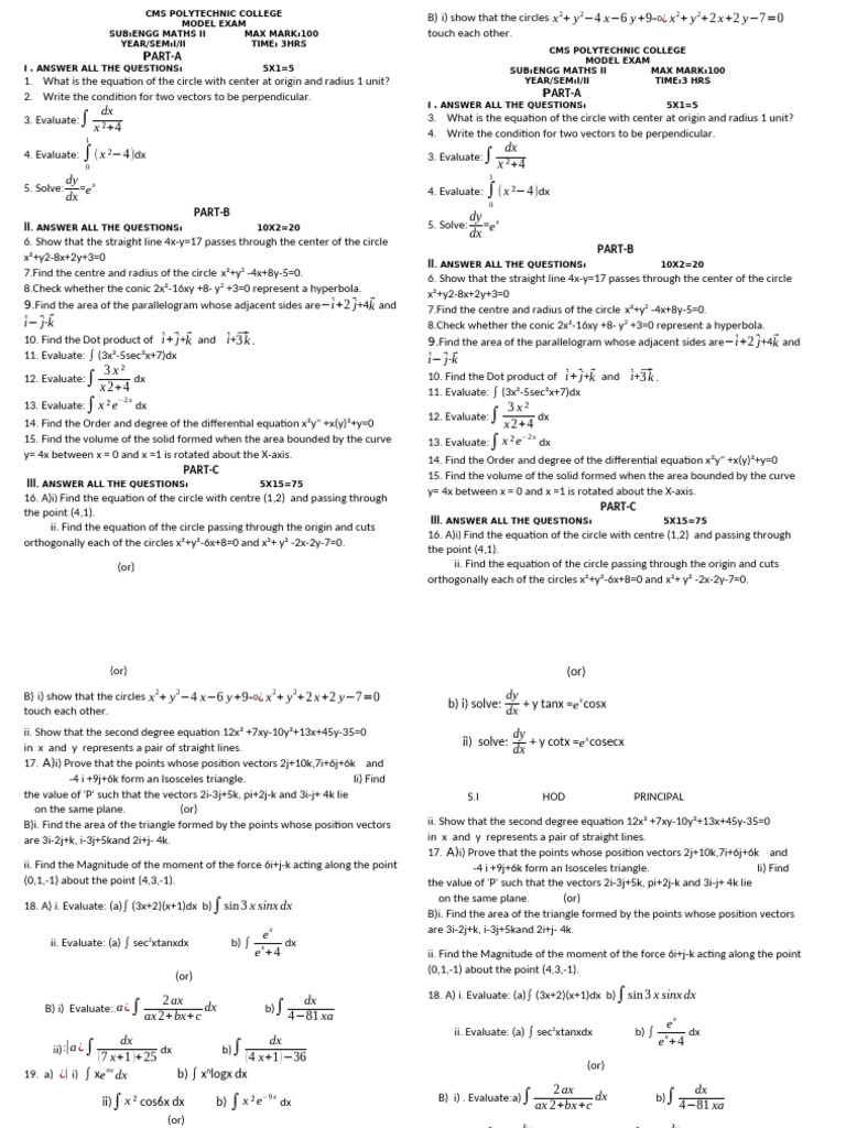 Model Exam M2 QP | PDF