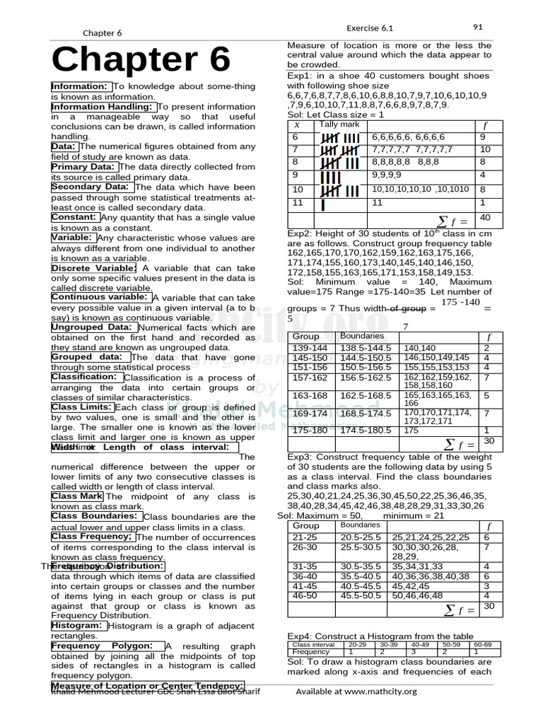 KPK 10th Maths Ch06 KM | PDF | Histogram | Mean