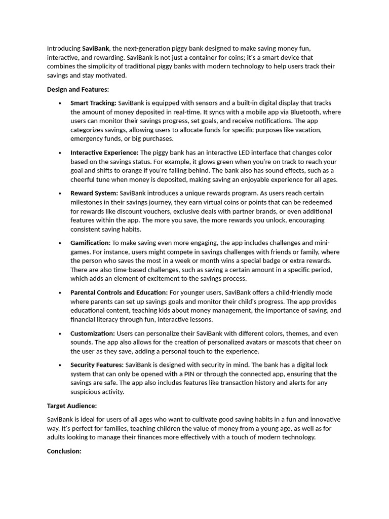 Introducing SaviBank | PDF