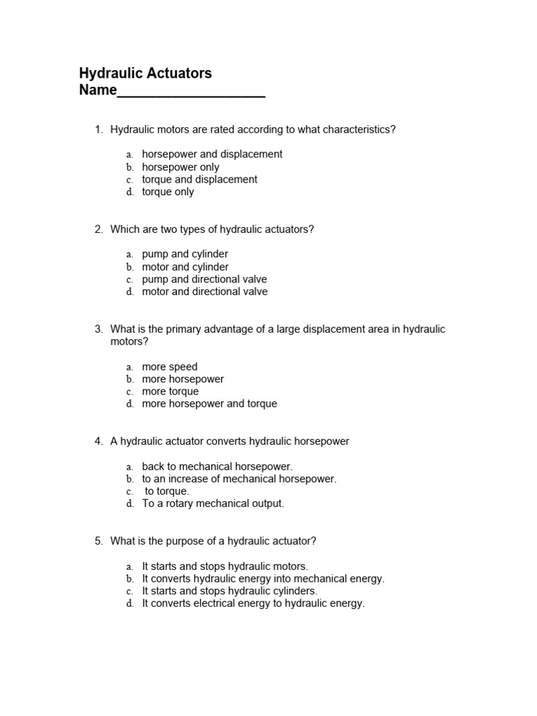 3 Hydraulic actuators | PDF | Actuator | Mechanical Engineering