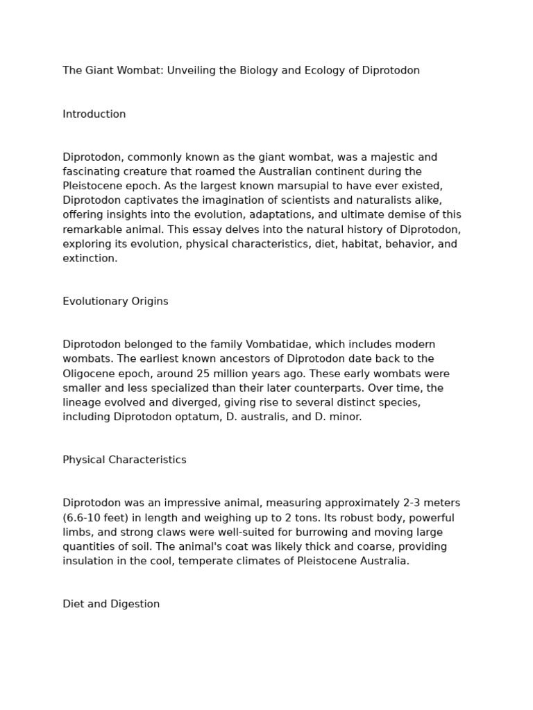 Biology and Ecology of Diprotodon | PDF | Evolution