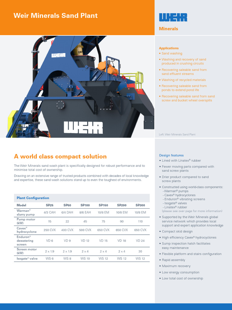 Weir Minerals Sand Washing Solutions | PDF | Pump