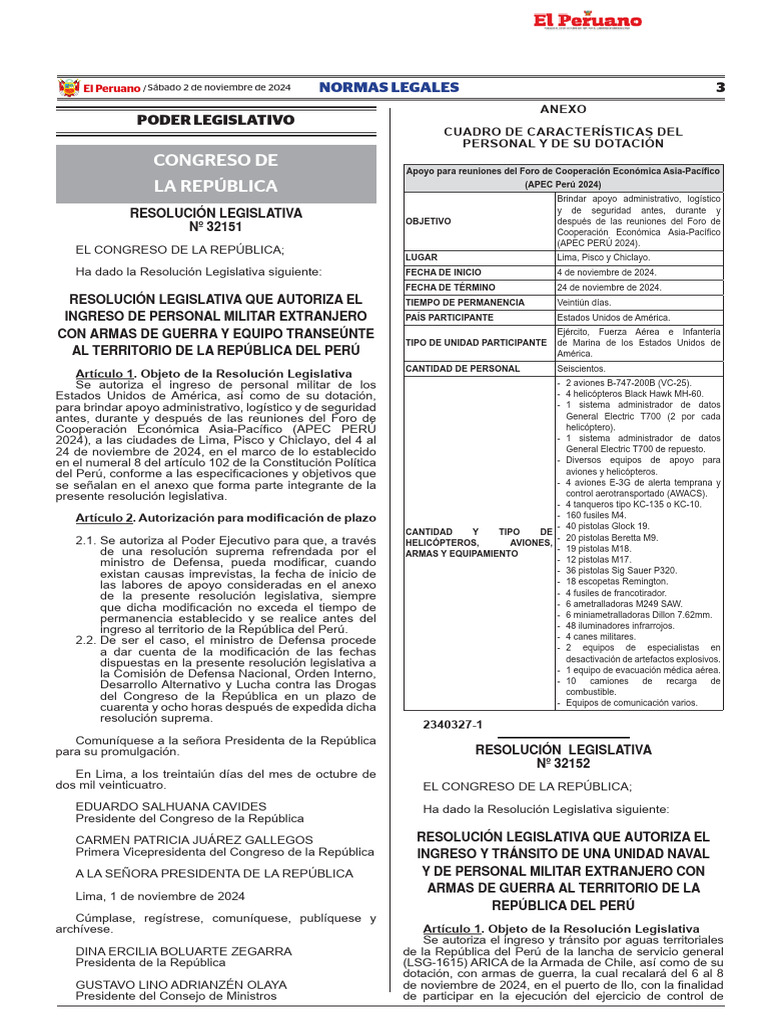 Congreso de La República: Normas Legales | PDF | Perú | Cooperacion economica Asia Pacifico