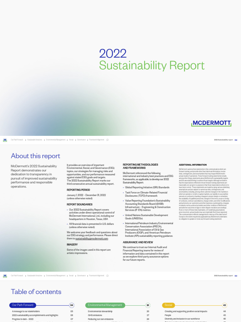 2022 McDermott Sustainability Report | PDF | Sustainability | Governance