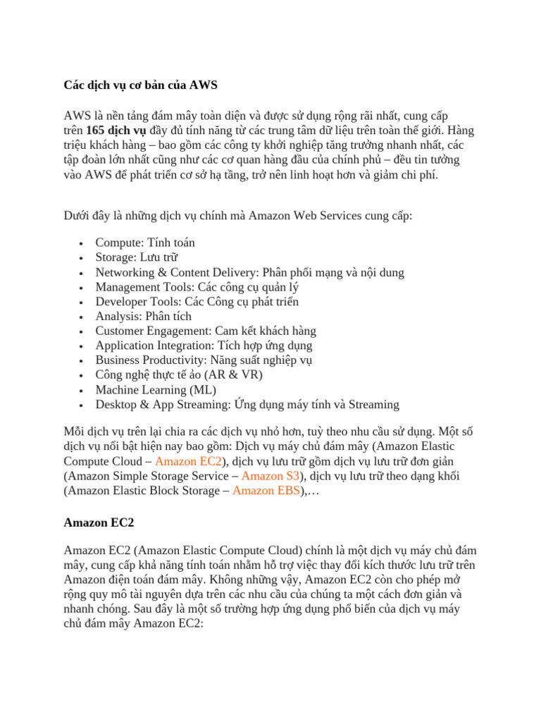option2_Các dịch vụ cơ bản của AWS | PDF