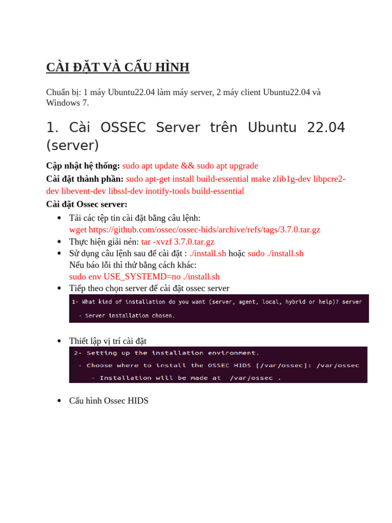 Cài đặt OSSEC server và OSSEC agent | PDF