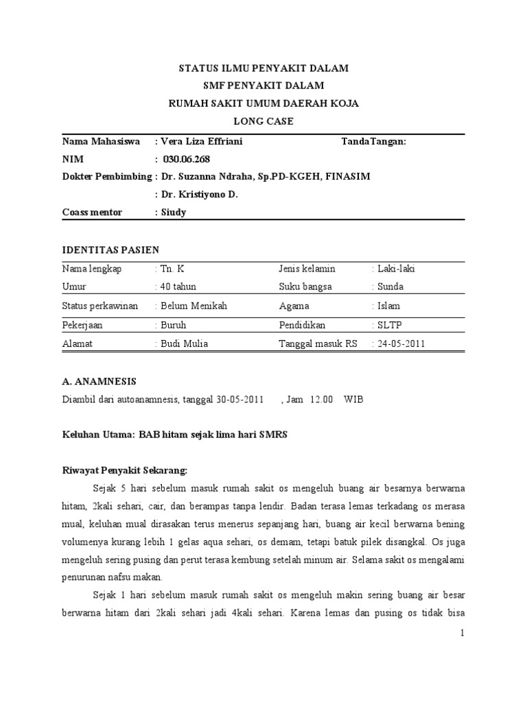 Status Pasien Koja 2003 | PDF