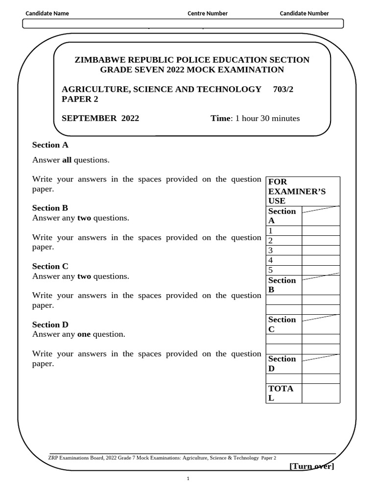 Grade 7 Agriculture, Science & Technology Paper 2 Mock 2022 | PDF | Farmer | Farms