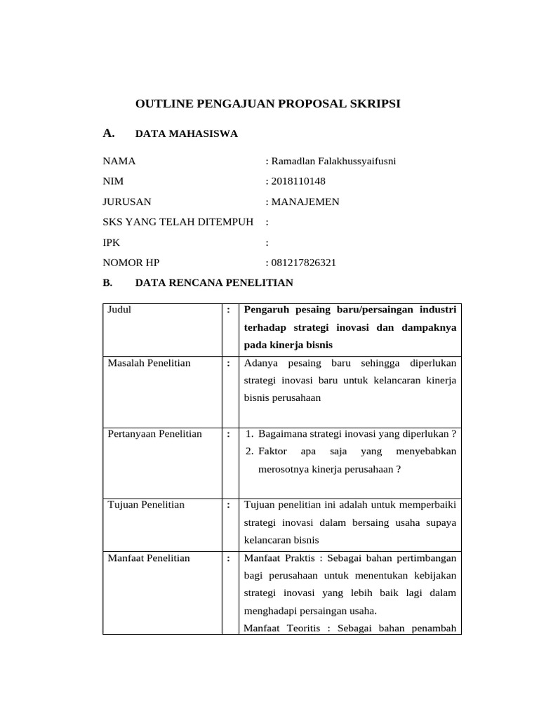 Outline Skripsi 21 | PDF
