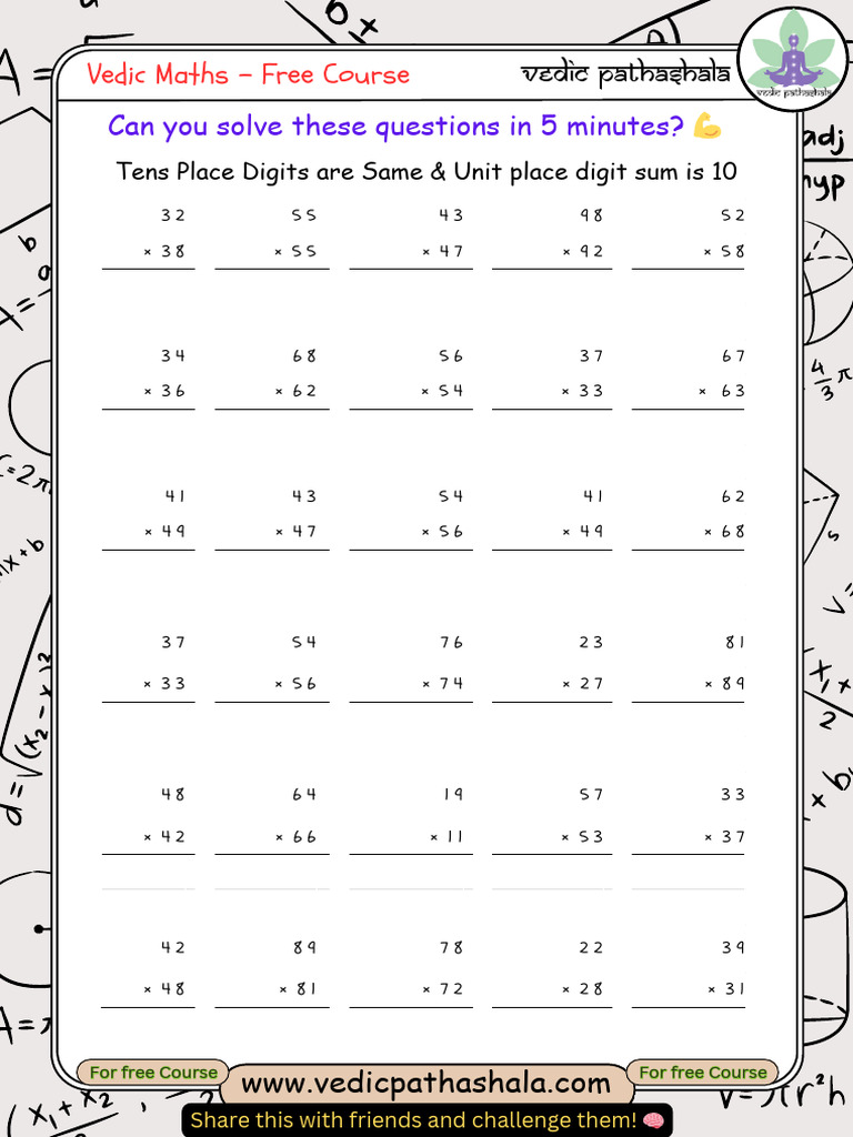 Worksheet zK4i9oa1BO Day05 - Tens Place Digits Are Same & Unit Place Digit Sum Is 10 | PDF
