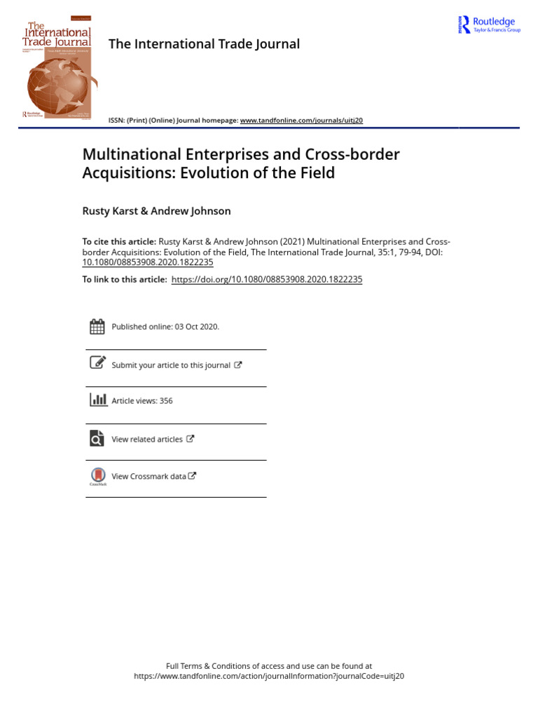 Multinational Enterprises & Acquisitions Evolution | PDF ...