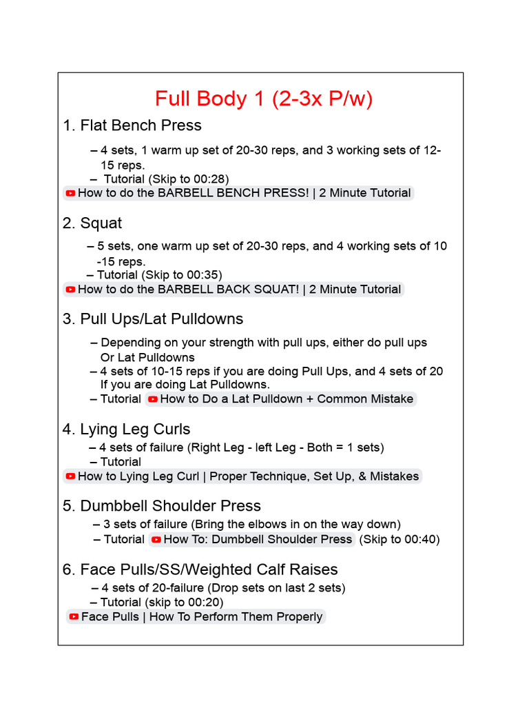 Full Body Workout Plan: 2-3 Times/Week | PDF