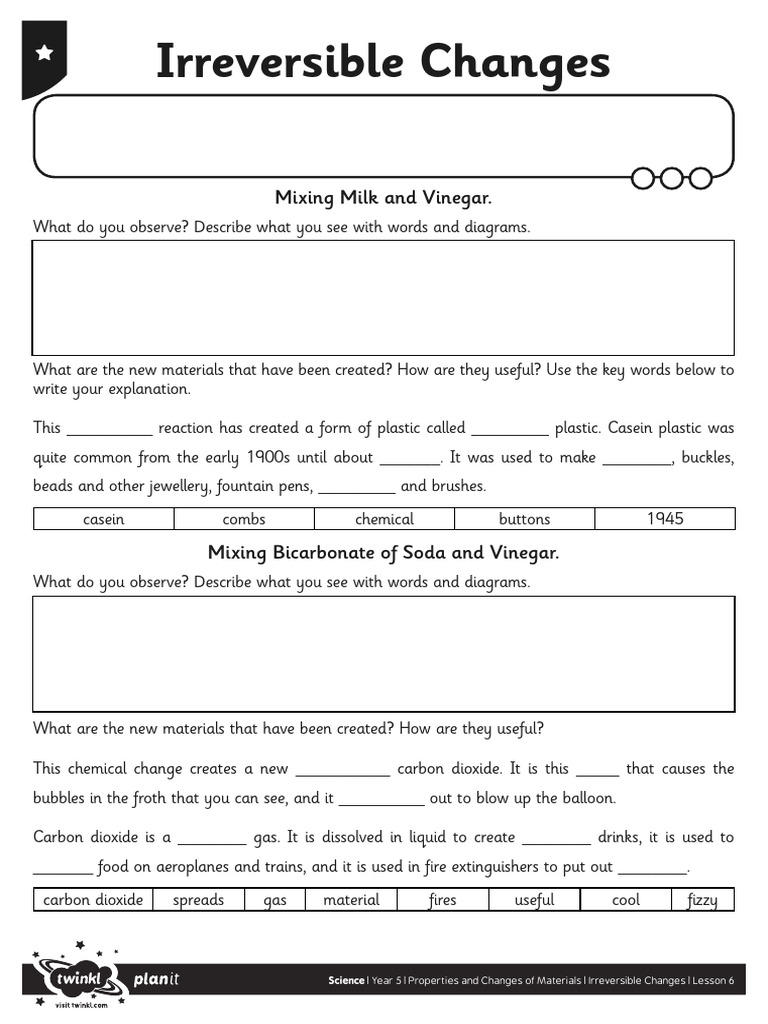 Milk and Vinegar Worksheet | PDF | Carbonated Water | Carbon Dioxide