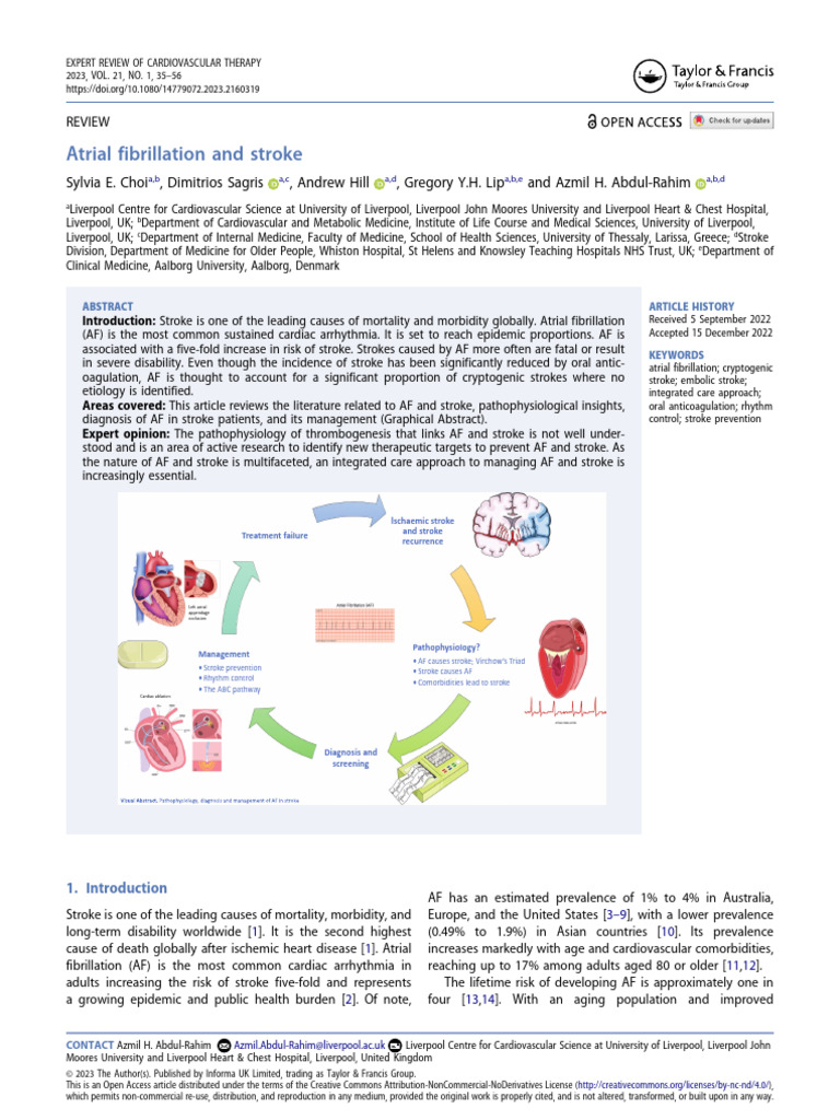 Atrial Fibrillation and Stroke | PDF | Stroke | Thrombosis