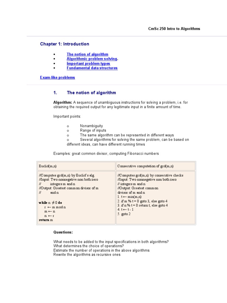 CMSC 250 Intro To Algorithms | PDF | Algorithms | Data Type CMSC 250 Intro To Algorithms | PDF | Algorithms | Data Type