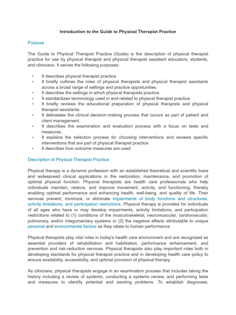 Introduction To The Guide To Physical Therapist Practice | PDF ...