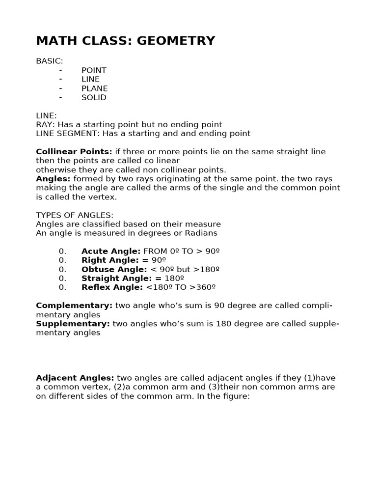 Math Class Notes | PDF | Line (Geometry) | Theorem