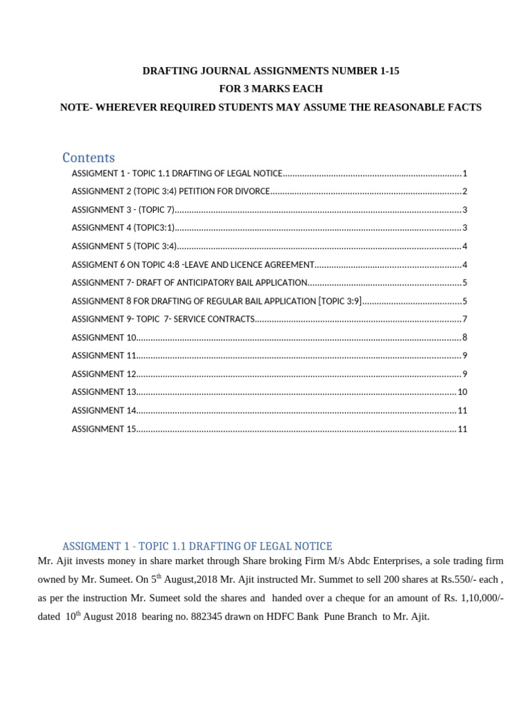 Drafting Assignment 1 - 15 | PDF | License | Bail