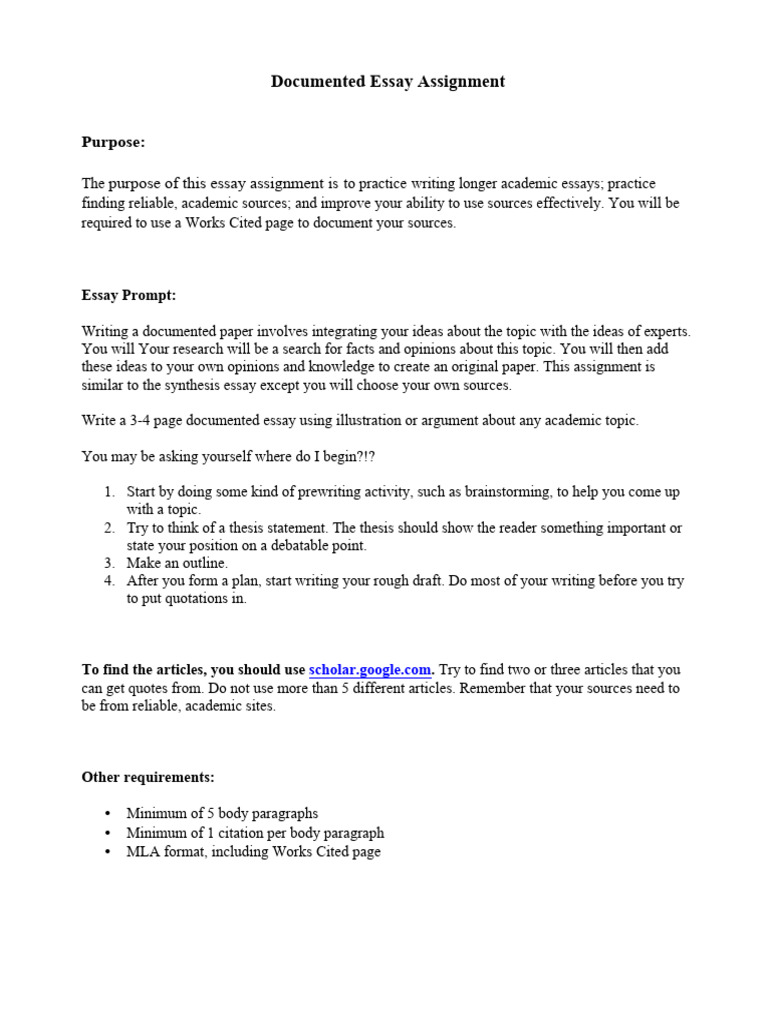 Documented Essay Assignment | PDF | Career & Growth | Art