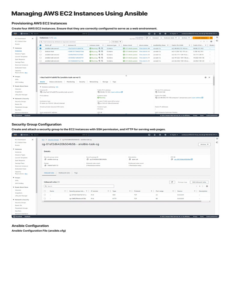 Managing AWS EC2 Instances Using Ansible | PDF