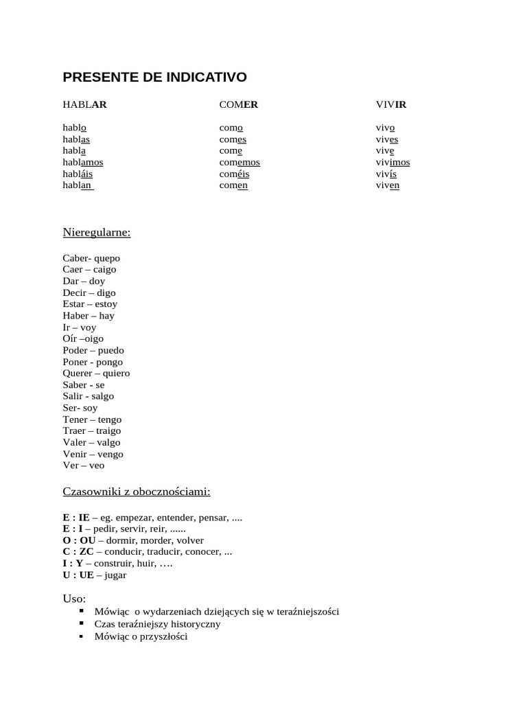 Presente de Indicativo | PDF