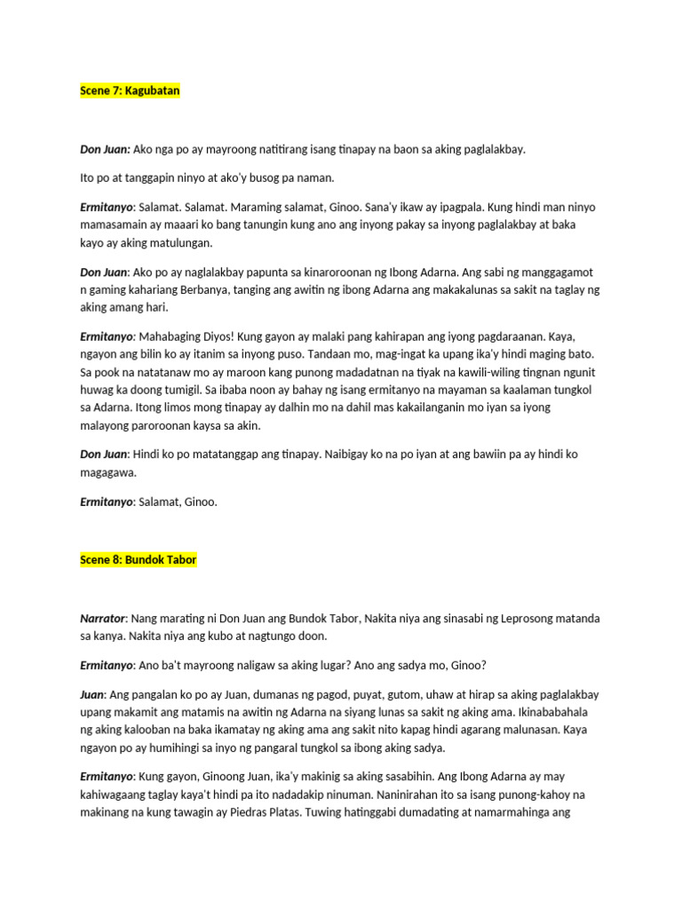 Ibong Adarna Script | PDF