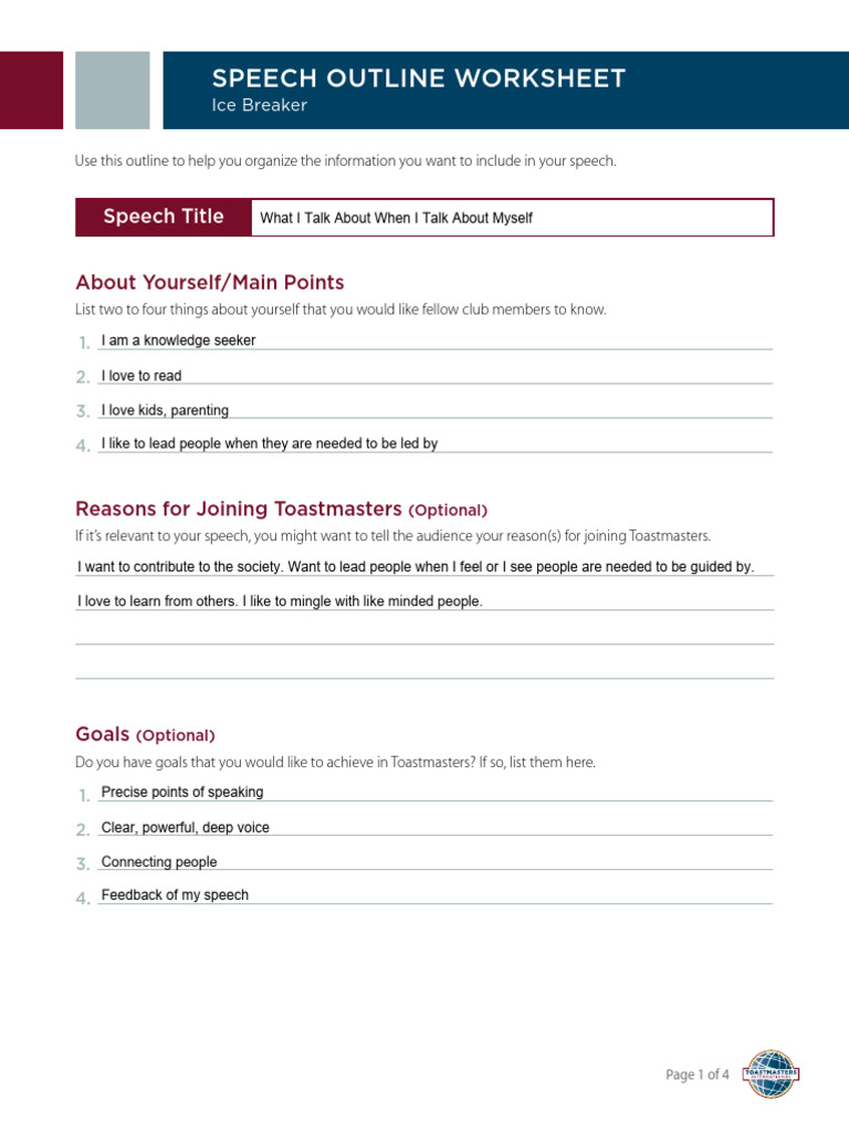 Toastmasters Icebreaker Speech Guide | PDF
