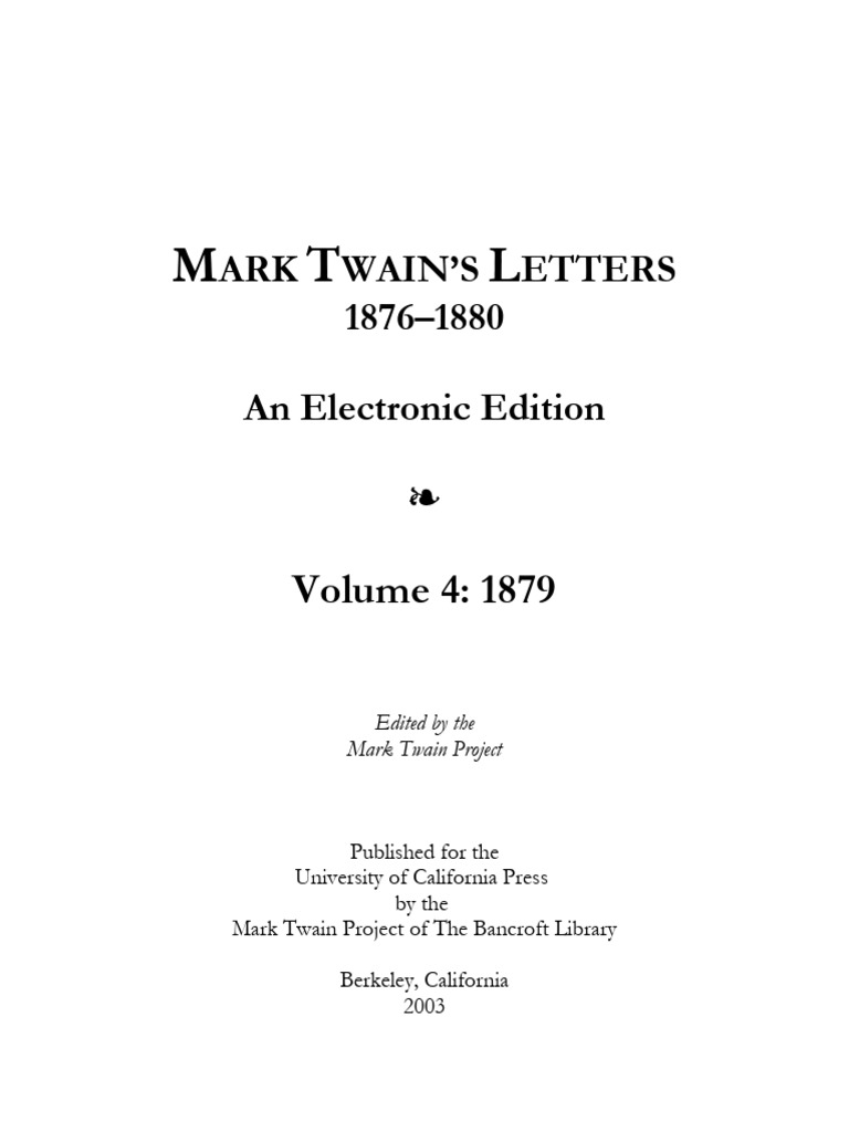 Mark Twain's Letters: 1876-1880 Edition | PDF | Textual Criticism | Bracket