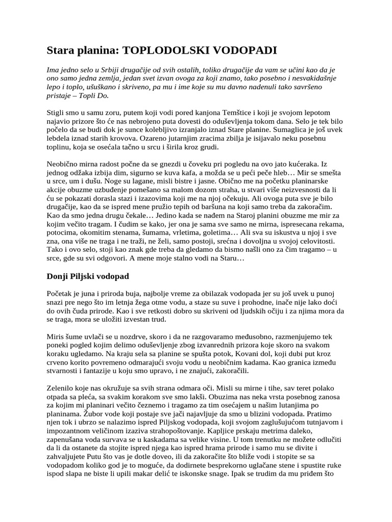 Stara planina vodopadi | PDF