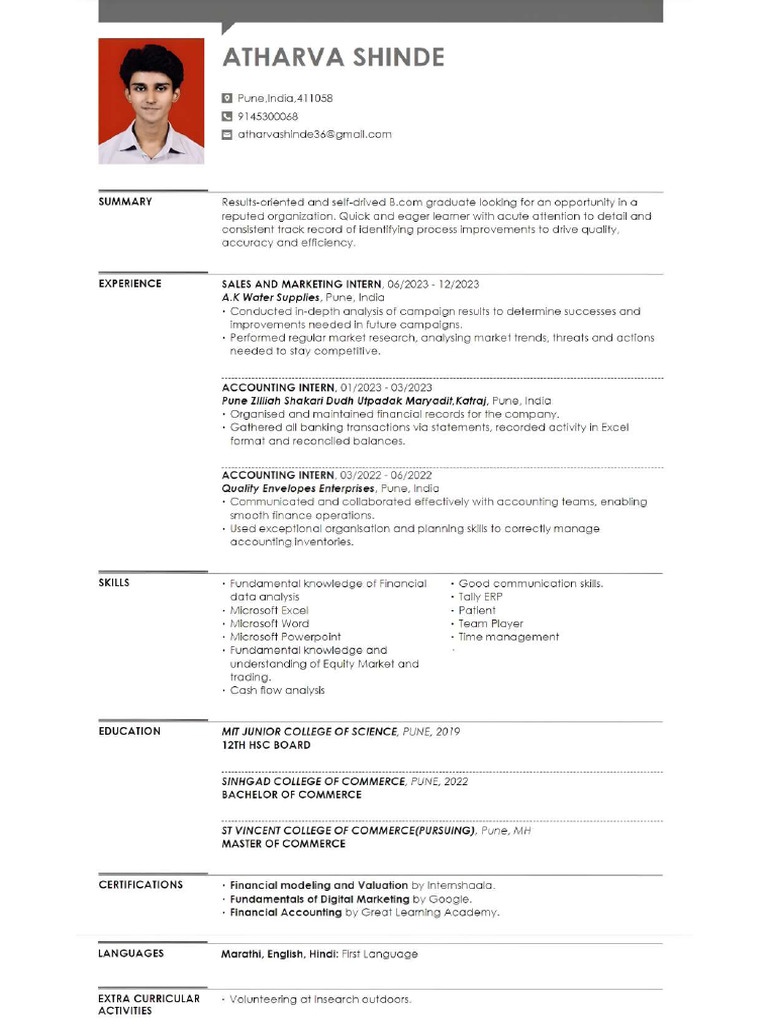 Atharva Shinde Resume | PDF Atharva Shinde Resume | PDF