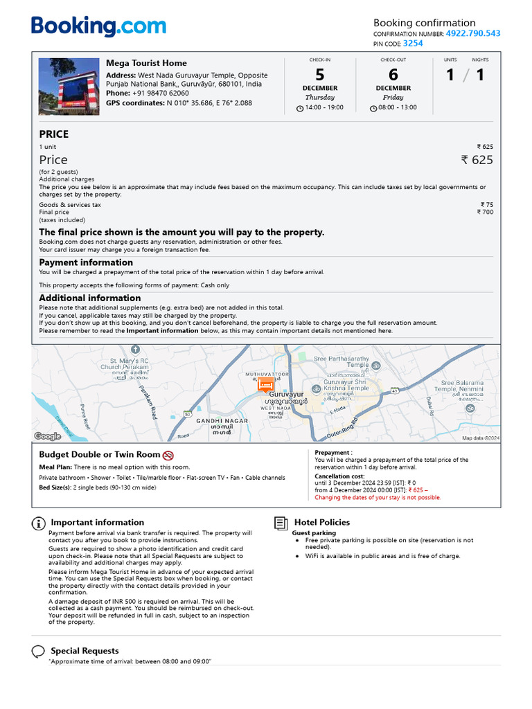 Confirmation | PDF | Fee | Booking.Com