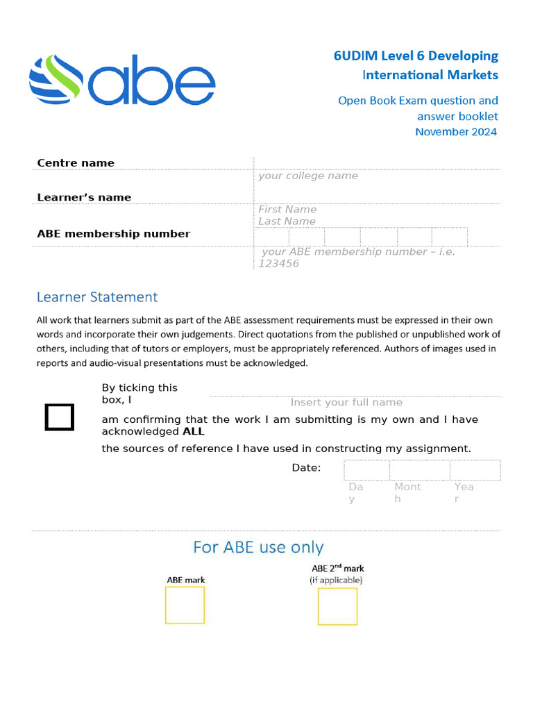 ABE Assignment Submission Template | PDF