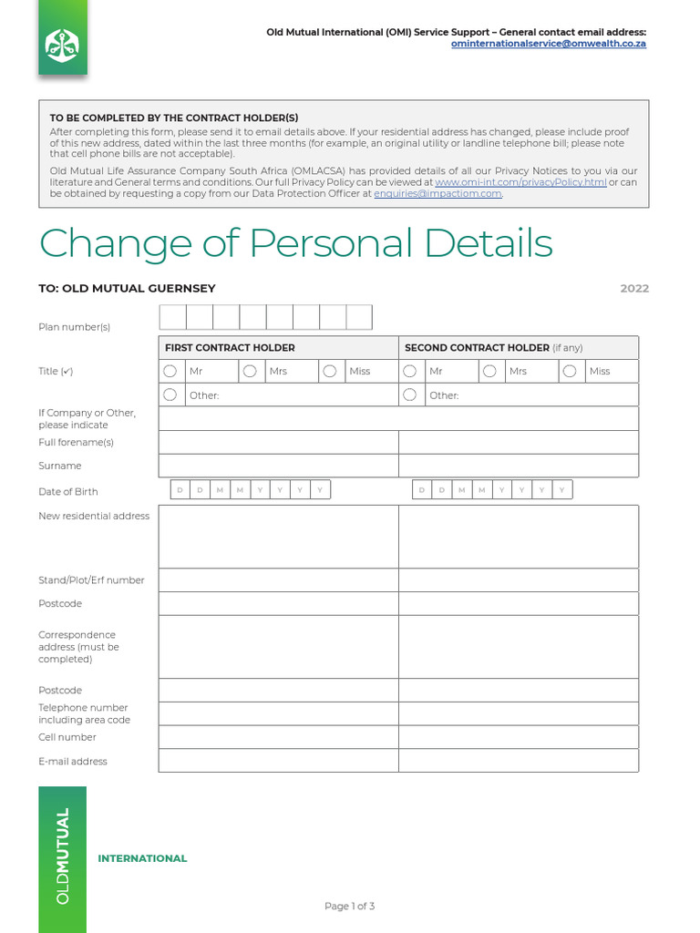 Update Personal Details Form | PDF | Identity Document | Signature