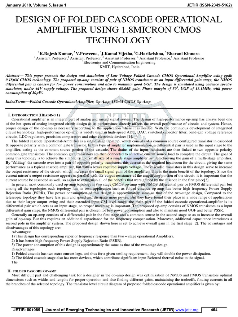 Design of Folded Cascode Operational Amp | PDF | Operational Amplifier ...