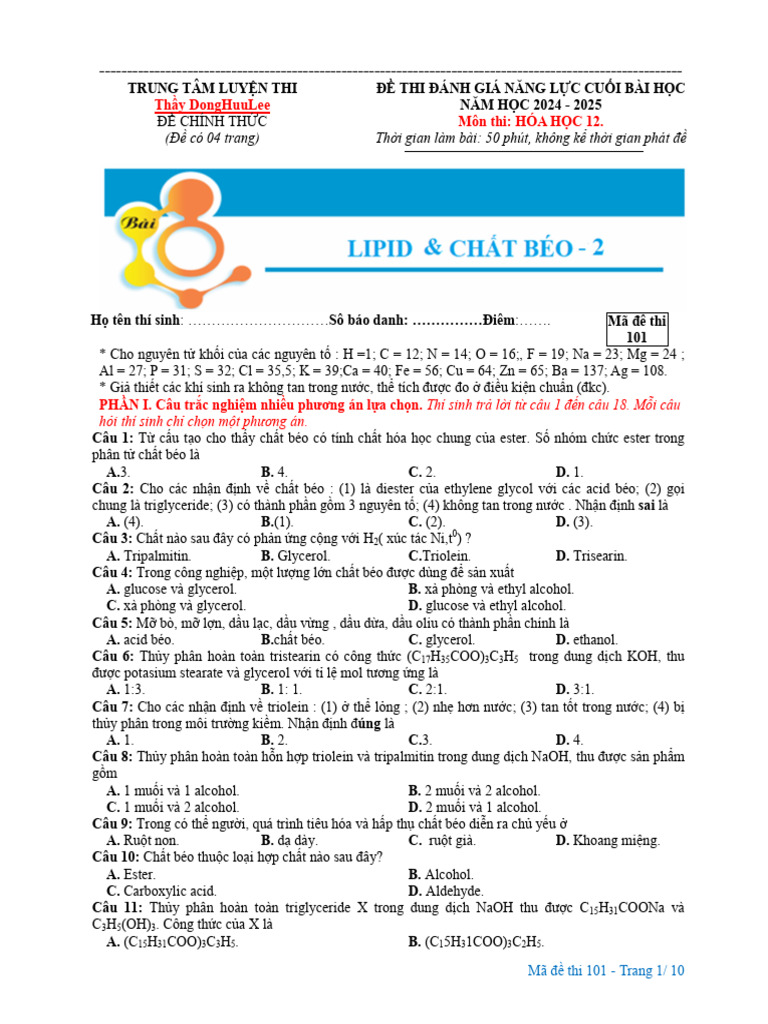 Bgd 2025 - Chất Béo & Lipid - 2 | PDF