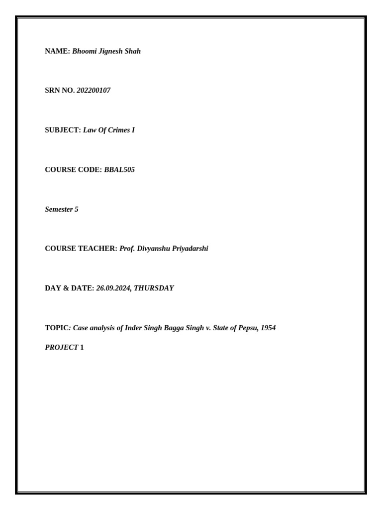 CRIMES PROJECT 1 | PDF | Murder | Intention (Criminal Law)