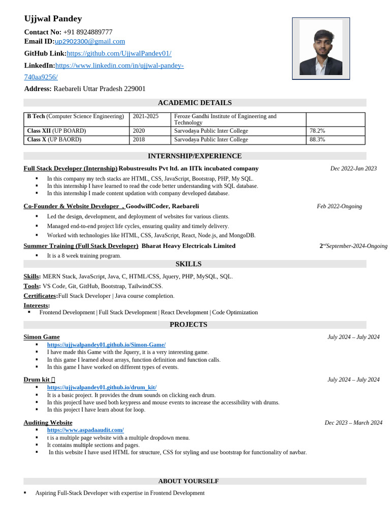 UPDATE FGIET Resume Template 2022-23 | PDF | Java Script | J Query
