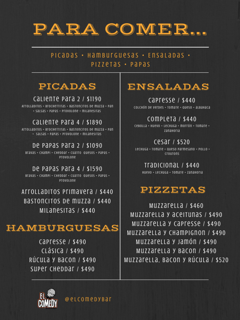 Carta Comedy | PDF | ensalada | Cocina