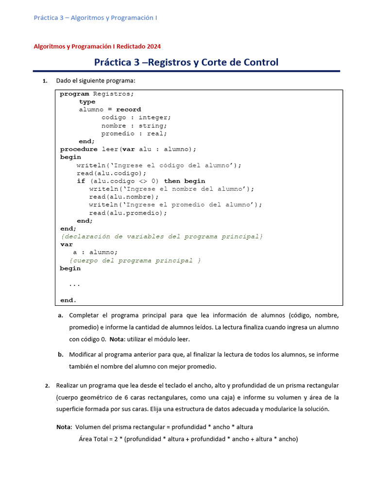 Practica 3 - Algoritmos y Programación I 2024 | PDF | Microprocesador ...