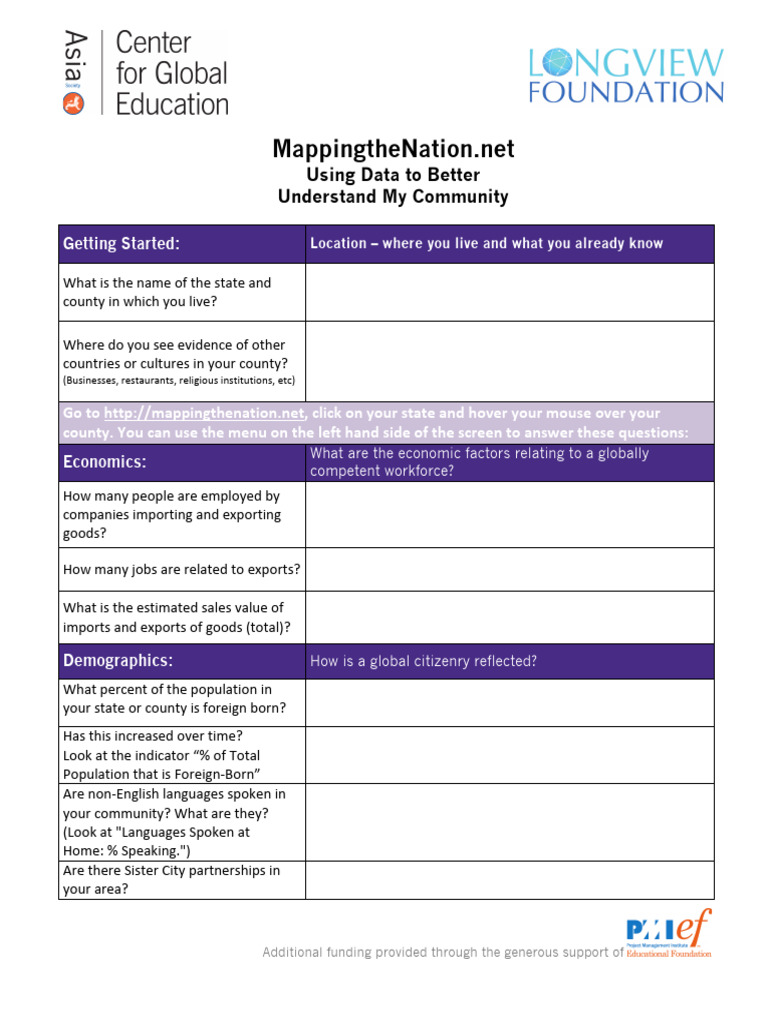 Mapping The Nation Activity PMIEF and Longview | PDF