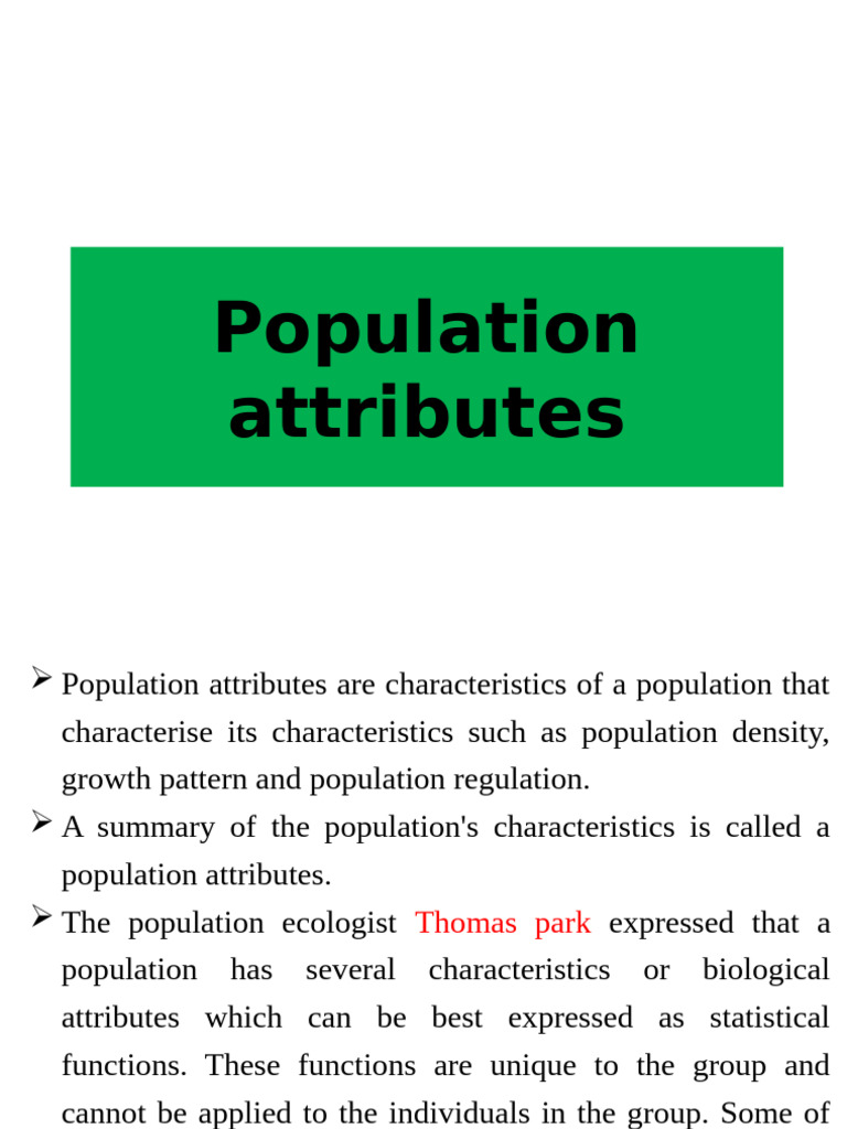 Population Attributes | PDF | Biological Dispersal | Reproduction