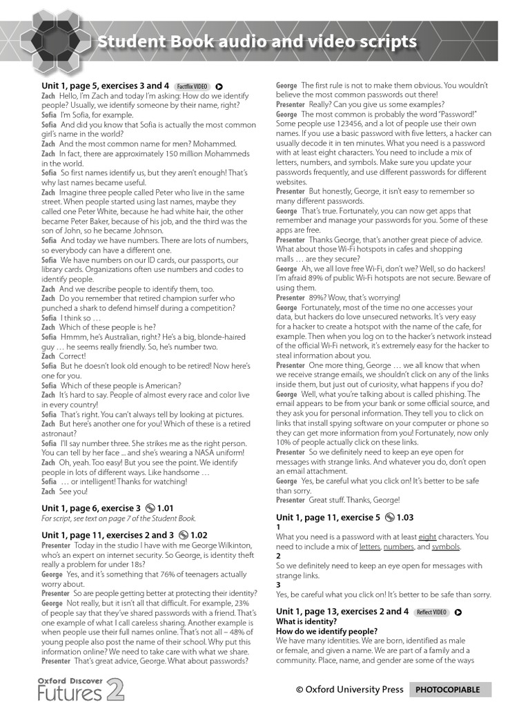 ODF2 SB Audio and Video Scripts-1 | PDF | Communication | Password