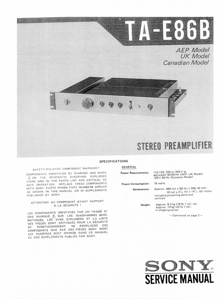 TA E86B Sony Preamplifier Service Manual | PDF