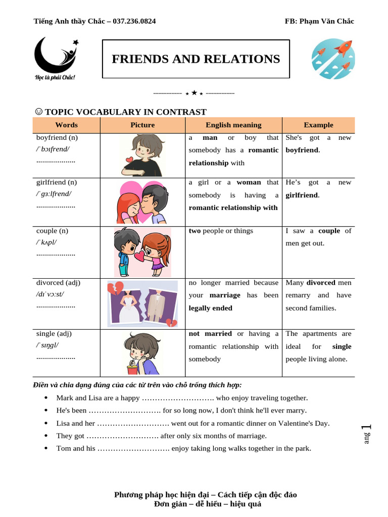 Vocabulary for Relationships and Emotions | PDF