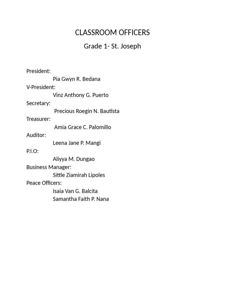 Classroom Officers | PDF