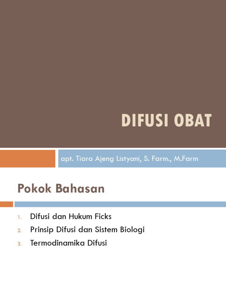 Pert. 2 - Difusi Obat | PDF | Sains & Matematika