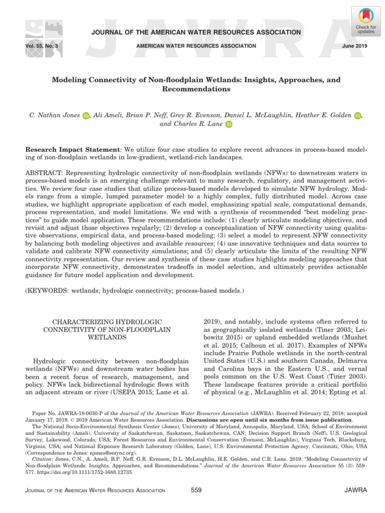 Modeling Connectivity Of Non Floodplain Wetlands Insights Approaches Pdf Hydrology