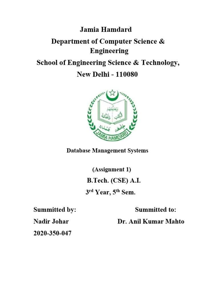 dbms assignment 1 | PDF | Databases | Information Science