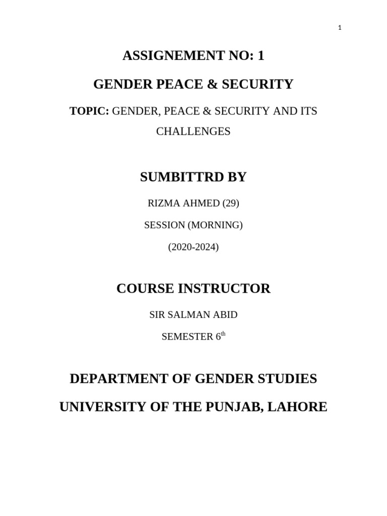 GENDER, PEACE AND SECURITY | PDF | Peacebuilding | Violence