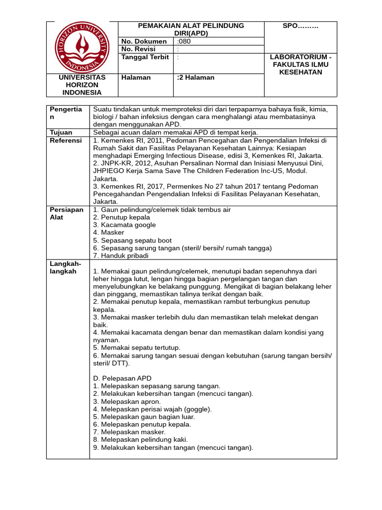 Template SPO Kebidanan (Pemasangan Sarung Tangan) | PDF